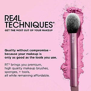 Real Techniques Expert Face Professional Foundation Makeup Brush for Even Streak Free Application, Dense Bristles For Buffing, Orange, 1 Count