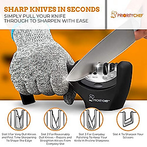 Heavy Duty 4 Stage Kitchen Knife Sharpener, Repair, Polish and Sharpen your Kitchen Knife Easily, Handheld Manual Knife Sharpeners for Kitchen Knives, Scissor Sharpener