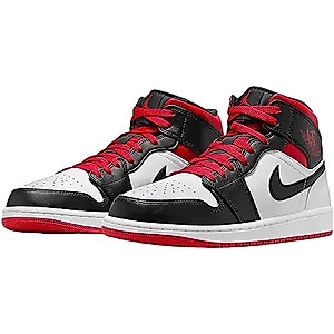Air Jordan 1 Mid Men's Shoes Size - 12 White/Gym Red-Black