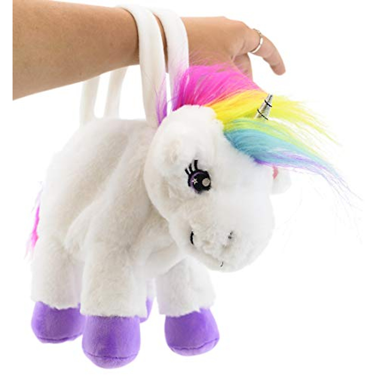 PLUSHIBLE BRIDGING MILES WITH SMILES Plush Unicorn Purse - Soft, Fluffy, Functional Stuffed Unicorn Purse for Kids - Cute Stuffed Animal Unicorn Toy