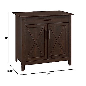 Bush Furniture Key West Secretary Hidden Home Office | Modern Farmhouse Desk for Small Spaces, 30W x 20D, Bing Cherry