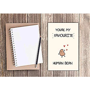 Funny Valentine's Day Card, Love Card, Anniversary Card for Boyfriend Girlfriend, Card for Husband Wife, Best Friend Card, Human Bean Card (5.3'' x 8'' folded)