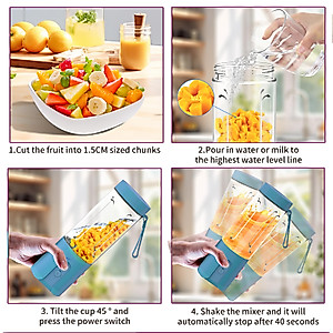 2024 [Upgrade] Portable Blender, Blender for Shakes and Smoothies, Personal Blender, 4500mAh battery operated blender, 11.1V powerful blender 20OZ cups with 10 Blades for Kitchen, Traveling