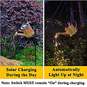 Lysliv Watering Can Solar Outdoor Lights Garden Decor, 36 LED Solar Lights Outdoor Waterproof Decorations,Warm White String Lights Hanging Solar Lantern Retro Metal Gifts for Patio Yards (1 Pack)