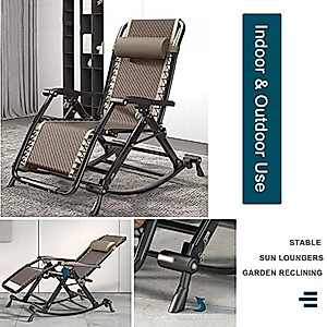 HAicom Rocking Lounge Chair, Patio Rocker Chair, Living Room Chair Outdoor Garden Furniture Patio Porch Rocker Relaxing Chair, Rattan Reclining Deck Chair (A)