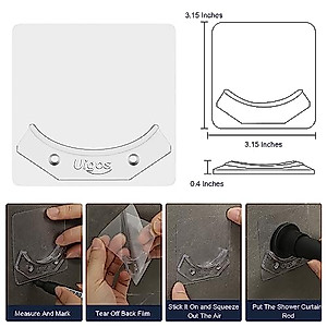 Uigos Shower Curtain Rod Holder - Easy Installation - No Drilling Required, Transparent Wall Mount Rod Retainer, Premium Design, 4 Pieces (Rod Not Included)