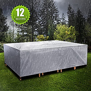Outdoor Patio Furniture Cover, 420D Heavy Duty Waterproof UV-Resistant Snow Protection Patio Couch Cover for 9-13 Piece Rectangular/Oval Dining Tables, 124" L X 70" W X 27" H
