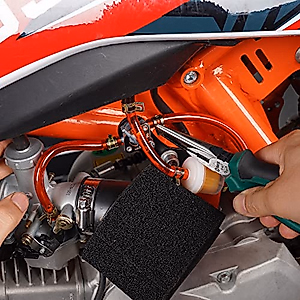 MTATCN Inline Fuel Switch Gasoline Filter Tubing Set with 6* Clamps for 50cc 70cc 110cc 125cc 150cc 250cc Baja BA150 ATV 4 Wheeler Gas Scooter Mini Bike Dirt Bike Go Kart Red