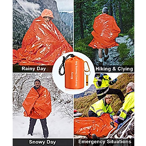 Timok Emergency Sleeping Bags Thermal-Emergency-Blankets Ultralight Space Blankets Survival Waterproof Bivy Sack Multi-Purpose Survival Gear for Hiking, Camping, First Aid Kits, Outdoor Survival Gear