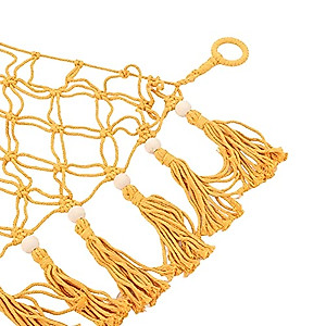 Stuffed Animal Storage Net, Macrame Toy Plush Toy Net Hammock Easy to Install Animals Corner Hanging Stuffed Animal Storage Holder Space Saving Tassel Toys Bedroom Storage Hammock (Autumn Yellow)