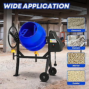 SILVEL 4.3 Cu.Ft. Concrete Mixer Machine, 450W 3/5HP Electric Cement Mixer Machine with Wheel and Stand for Stucco