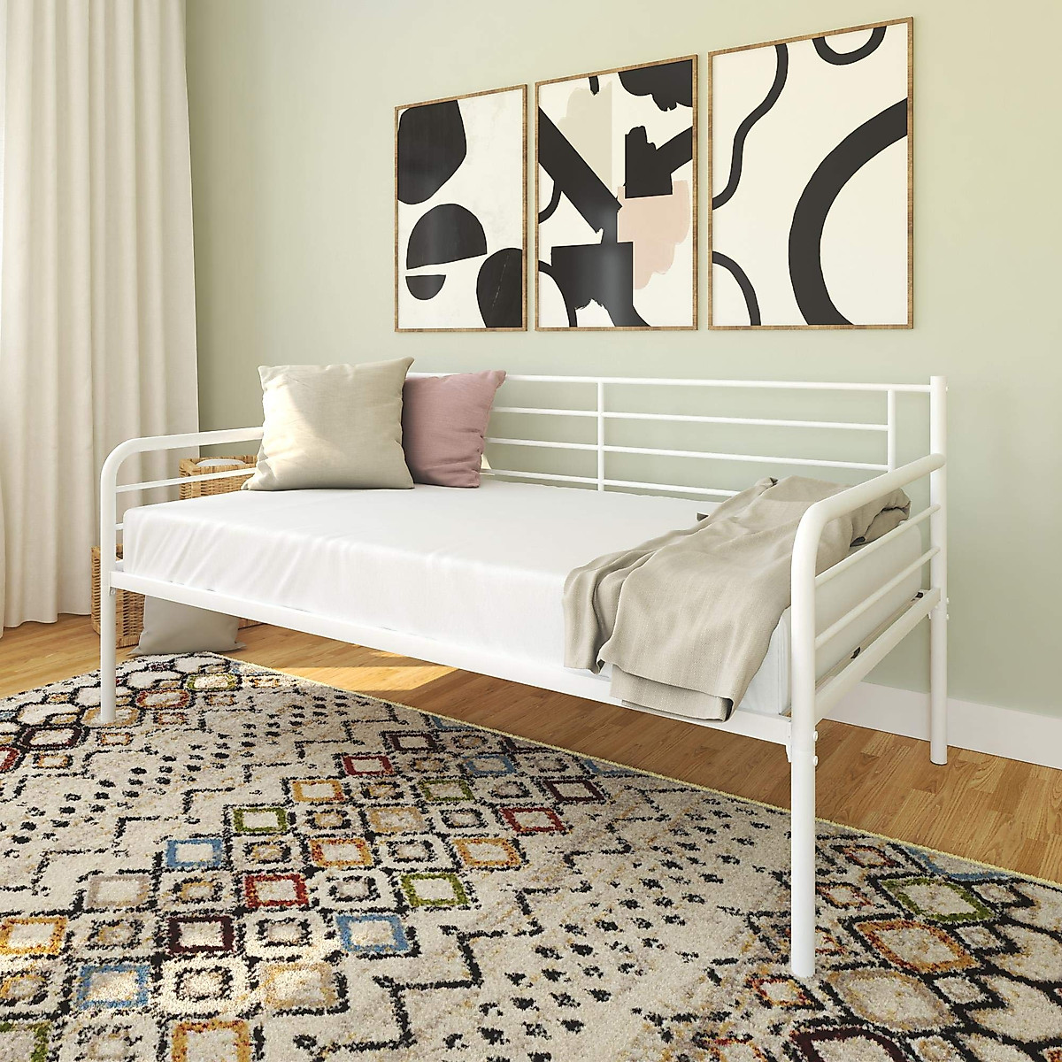 DHP Metal Daybed Frame, Twin Size Furniture, White