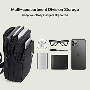 OIWAS Mini Crossbody Bag for Men, Multiple Ways to Carry as Shoulder Waist Pouch Sling Bag for Cell Phone Passport Wallet Mini Messenger Bag Detachable