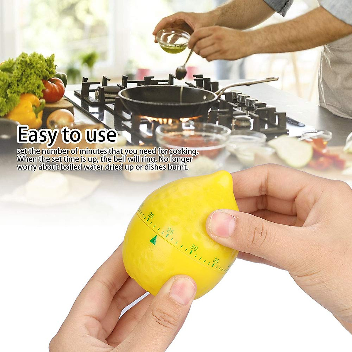 Kitchen Timer,60 Minutes Cooking Timer, Cute Craft Lemon Classroom Timer with 360° Rotating Countdown, Durable Mechanical Lemon Reminder, Kitchen Timer Clock for Kids Teachers Adults