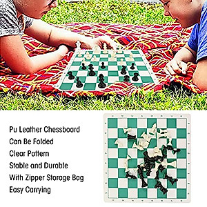 Travel Portable Folding Chess Game Sets Chess Checkers Set with Zipper Storage Bag Folding Roll Up Travel Checkers Games Beginner Chess Set for Kids and Adults