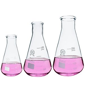 ADAMAS-BETA 3pcs Erlenmeyer Flask Lab Chemistry Glass Flasks Science Beakers Set 50ml,150ml,250ml Flat Bottom Glassware