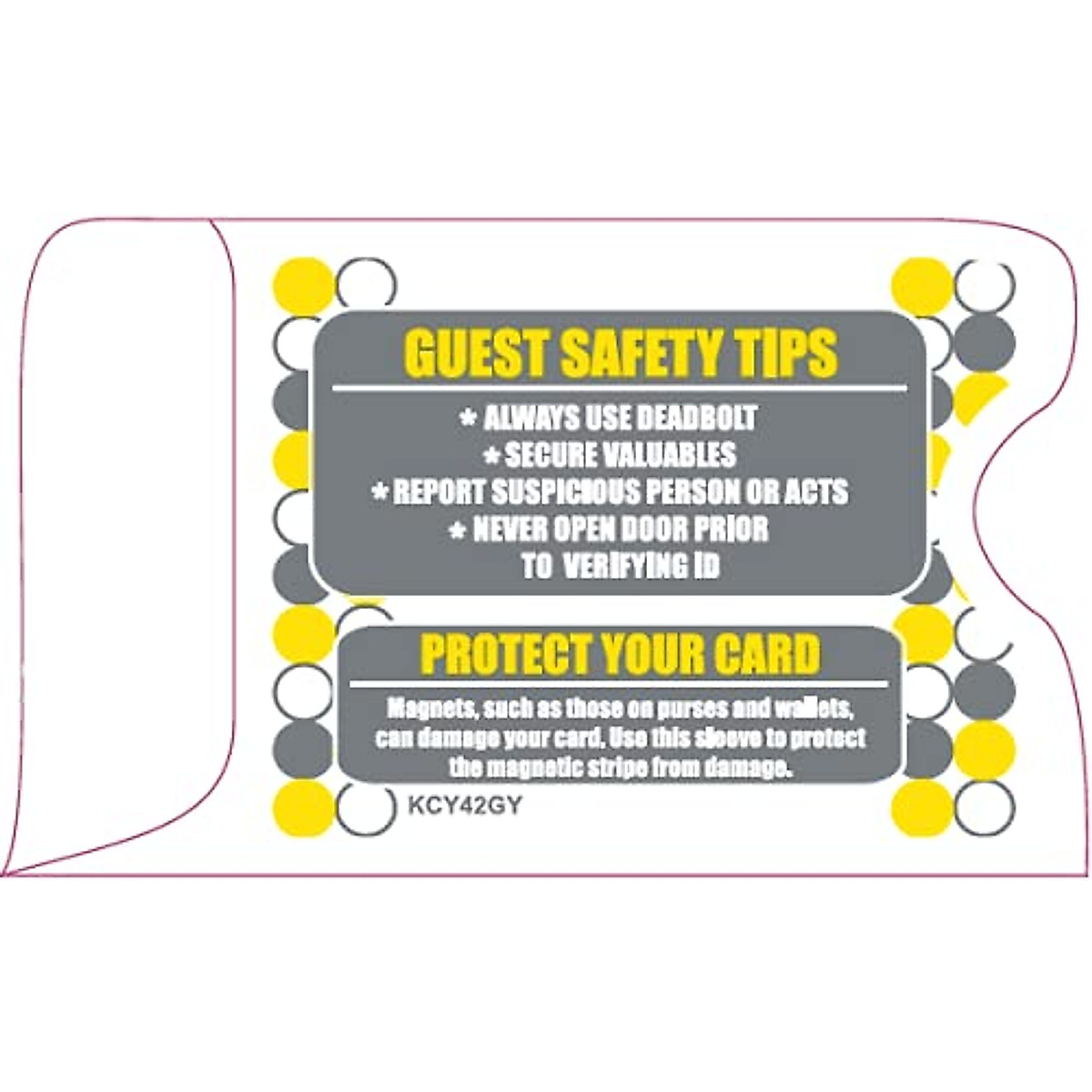 1000 Cashier Depot Keycard Envelope/Sleeve" Welcome Guests" 2-3/8" x 3-1/2" 1000 Count (Gray/Yellow)