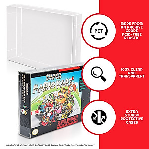 Video Game Box Protector for SNES / N64 Games - 0.40MM Thick PET Protector, SNES/Nintendo 64 Video Games Display Case compatible for Super Mario, Donkey Kong,Zelda (Pack of 25)
