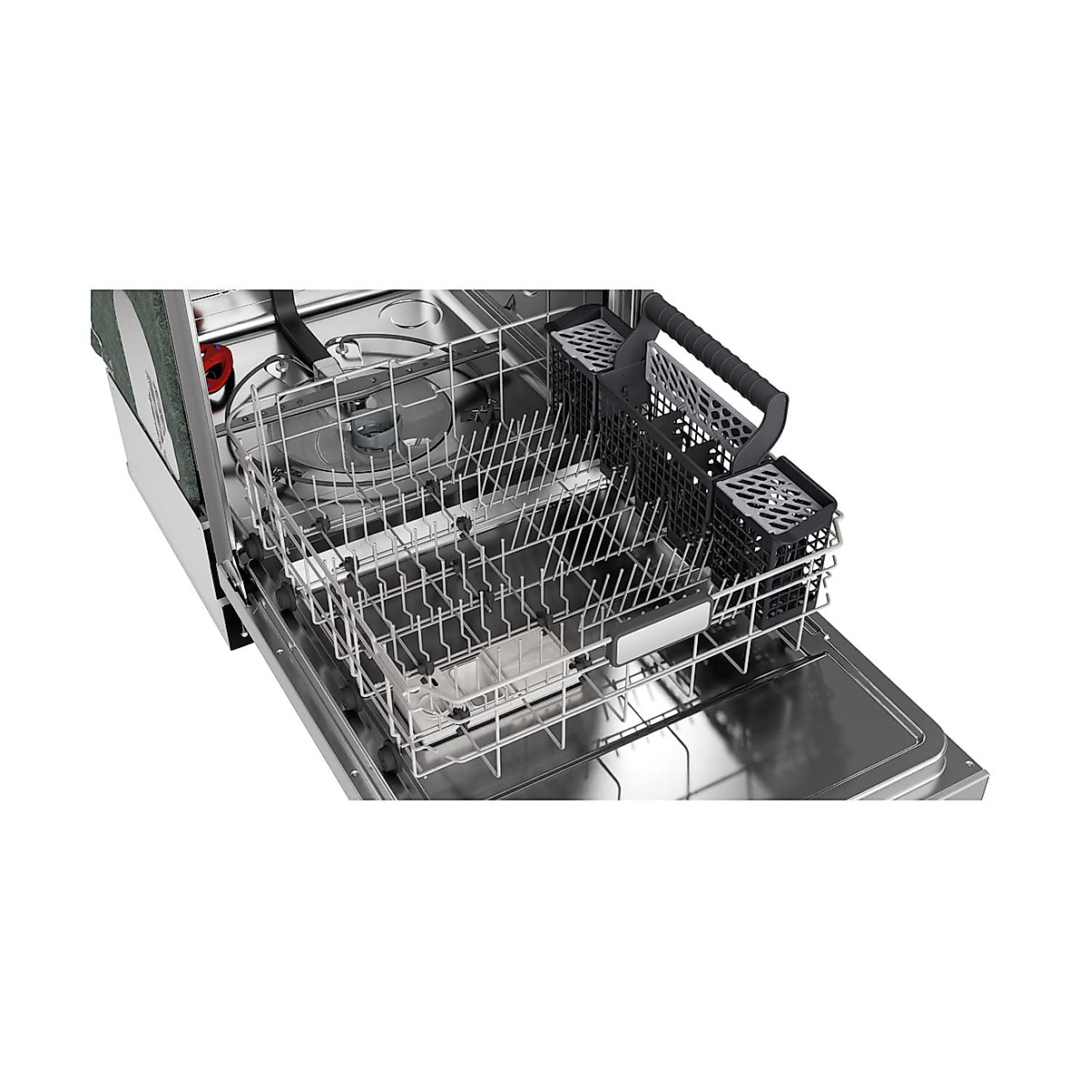 SHARP Smart Dishwasher Works with Alexa. Includes LED Interior lights, Stainless Steel interior, Heated Dry with Fan Assist, Wash Zone cleans half load on either rack, Adjustable Third Rack