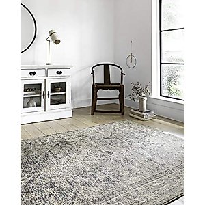 Loloi II Teagan Collection TEA-04 Sky / Natural 7'-11" x 10'-6", .25" Thick, Area Rug, Soft, Durable, Neutral, Woven, Low Pile, Non-Shedding, Easy Clean, Living Room Rug