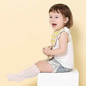 ACTLATI Baby Girls Knee High Socks Hollow Out Anti-skid Knitting Stockings Suitable for 0-2 Years Infants Toddlers