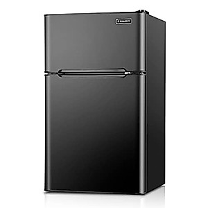 EUHOMY Mini Fridge with Freezer, 3.2 Cu.Ft Mini refrigerator with freezer, Dorm fridge with freezer 2 door For Bedroom/Dorm/Apartment/Office - Food Storage or Cooling Drinks(Black).