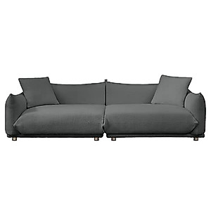BALUS 87" Lambswool Sofa Couch for Living Room with Throw Pillows,Modern Upholstered 3 Seat Cushion Loveseat for Bed Room(Dark Grey)