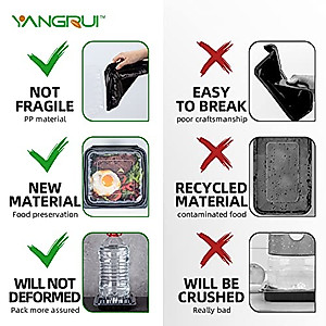 YANGRUI Take Out Containers, Large Capacity 45 Pack 9.5 Inch 38 oz BPA Free Anti-Fog Shrink Wrap Meal Prep Container Microwave Freezer Safe Plastic Hinged To Go Containers