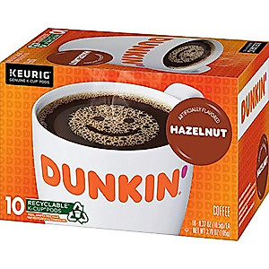 Dunkin' Hazelnut Flavored Coffee, 10 Keurig K-Cup Pods