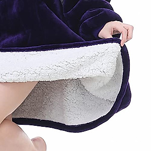 Kipswiza Oversized Wearable Blanket Sherpa Fleece Thick Warm Hoodie Blanket Big Hooded Sweatshirt Hoodie Blanket for Adults Women Girls Teenagers Teens Men Dark Purple