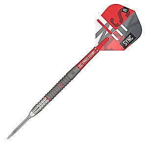Target Darts Sync 03 21G 80% Tungsten Swiss Point Steel Tip Darts Set, Red, Silver and Black