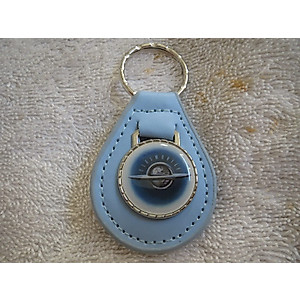 1930's 1940's 1950's OLDS WORLD VINTAGE LOGO LEATHER KEYCHAIN - LIGHT BLUE