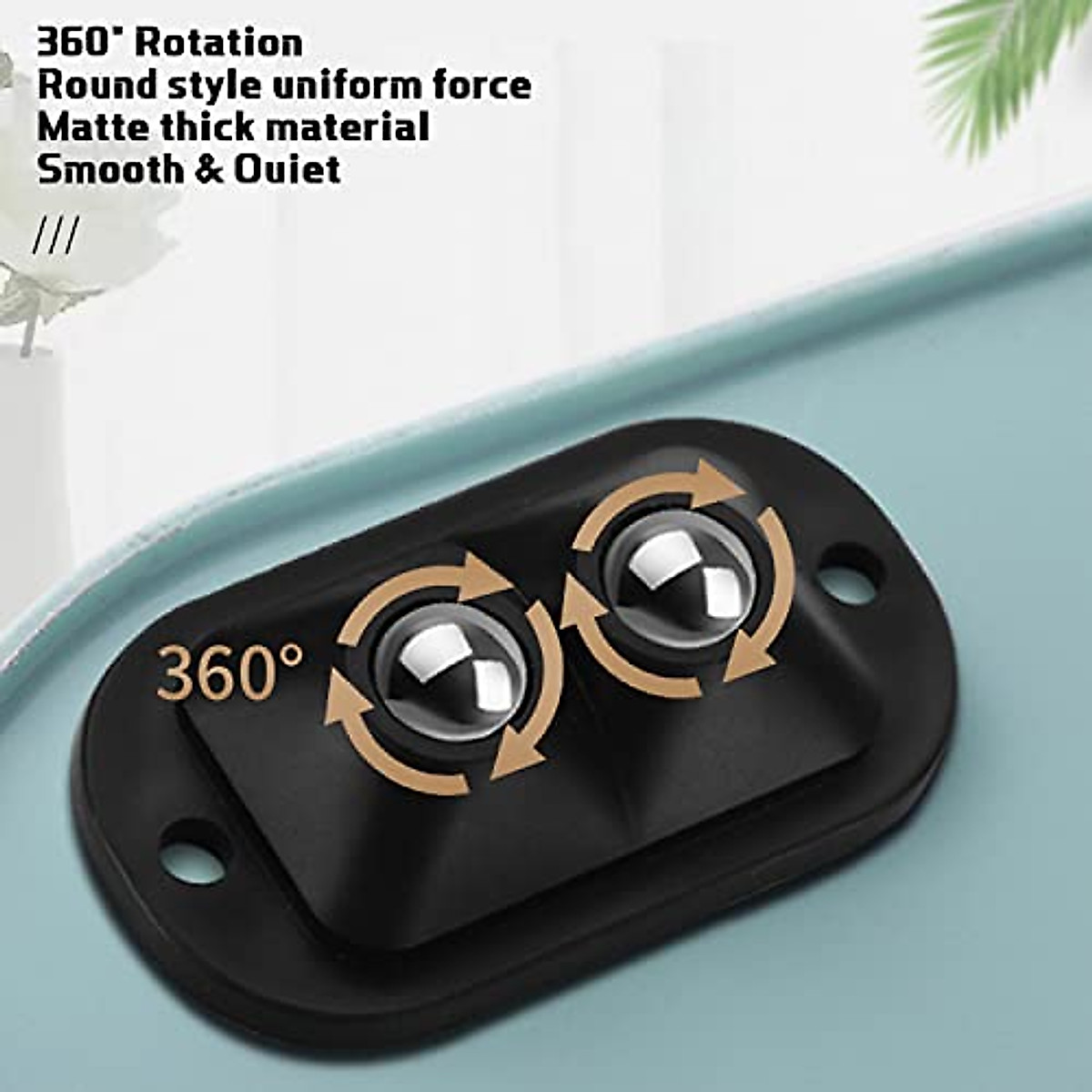 Self Adhesive Caster Wheels,Trash Can Mini Swivel Wheels,Storage Box Stainless Steel Paste Universal Wheel,Adhesive Wheels for Furniture,Double Bead 360 Degree Rotation Sticky Pulley(16 PCS,Black)