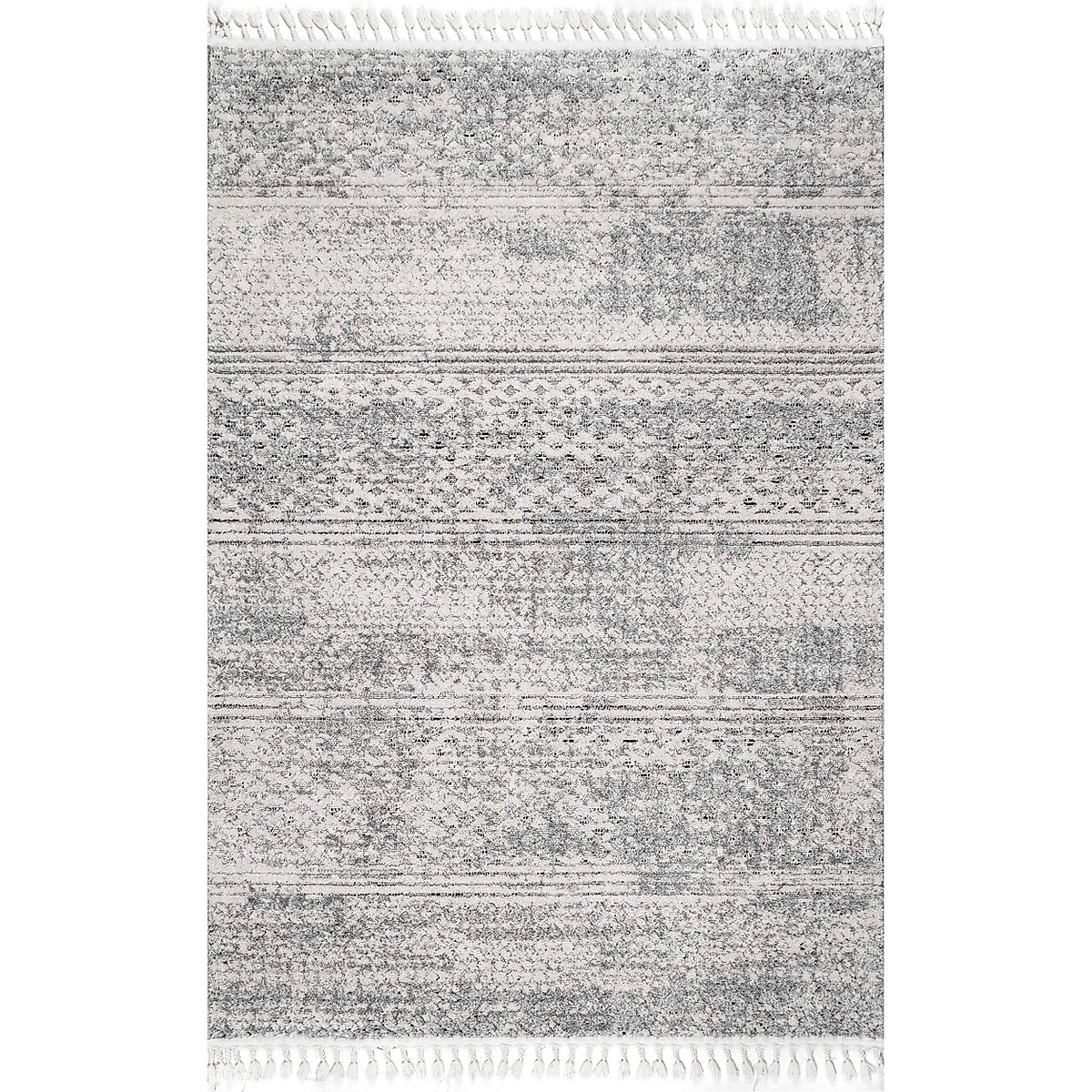 nuLOOM Lira Textured Geometric Tassel Area Rug, 8x11, Grey