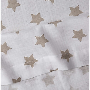 Bacati - Muslin Ikat Stars 4 Piece Toddler Bedding Set 100 Percent Cotton Includes Reversible Comforter, Fitted Sheet, Top Sheet, and Pillow Case