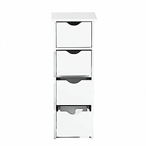 MAXCBD Nightstand Bedside Table Drawer Cabinet Floor Cabinets Storage with 4 Drawers for Bathroom Laundry Room Bedroom Fashion Pure Matt White Sleek Design Appearance Storage Tower Dresser