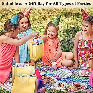 64 Packs Gold Reusable Grocery Bags Shopping Tote Bag with Handle Glossy Wedding Gift Bag Large Gift Bags Non Woven Gift Wrap Bags Present Bag for Wedding Birthday Party, 12.7 x 11.1 x 4.7 Inch