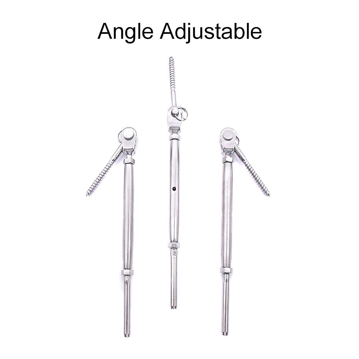 (10 Pack) Adjustable T316 Stainless Steel Deck Cable Railing Kit for Wood Posts, Swage Turnbuckle 10-Pcs, Eye Terminal Wood Screw Stair Railing Marine Grade