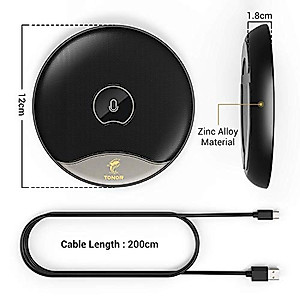 TONOR USB Conference Microphone, 360° Omnidirectional PC Computer Condenser Mic with Mute Button for Online Meeting/Class, Zoom Call, Skype Chatting, Plug & Play (TM20)