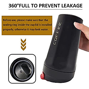 Mosdos Insulated Travel Coffee Mug-Spill Proof 14oz,Stainless Steel Coffee Cup with Lid,Vacuum-Sealed Portable Thermos Cup for On-the-Go,Reusable Coffee Tumbler,Gift for Men and Women-Black