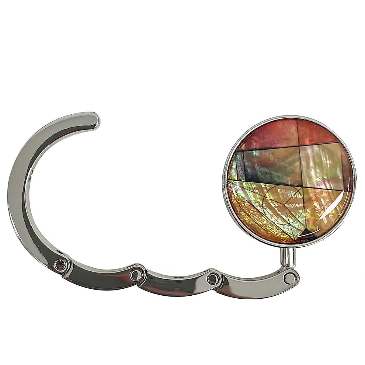 Store-Play Mother of Pearl Purse Hook Magnet Clip Table Handbag Hanger Foldable Table Holder (New Patchwork)