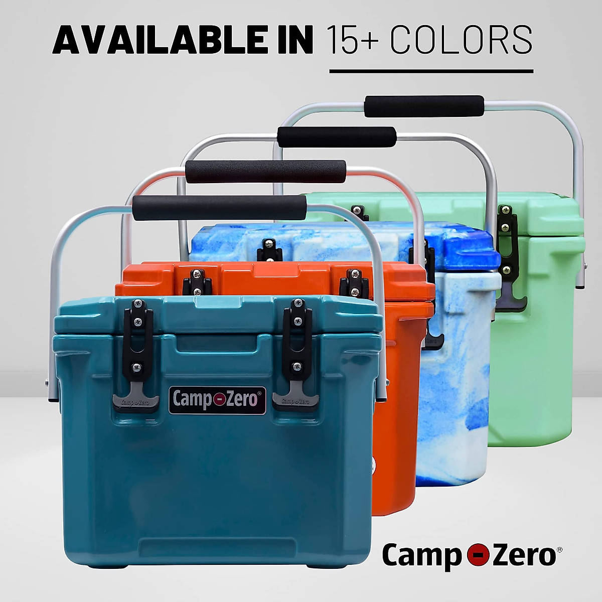 CAMP-ZERO 10L-10.6 Quart Portable Hard Cooler Ice Chest, Perfect for Drinks, Lunch, Beach, Picnics, Boating, Camping and Travel with 2 Molded-in Cup Holders and Folding Aluminum Handle