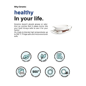 LE TAUCI 16 OZ Gravy Boat with Ladle and Saucer, Ceramic Gravy Bowl with Tray and Ladle for Christmas Dinner, Drip-Proof Lip Dispenser, Microwave and Dishwasher Safe, Brown-Red and White