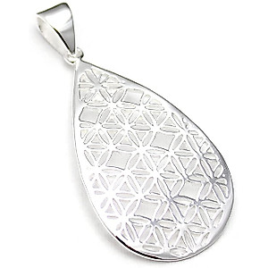 COSUMOSU flower of life Sacred Geometry Tear Drop 925 Sterling Silver Pendant