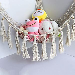 Stuffed Animal Toy Hammock, Stuffed Animal Net, Handmade Large Size Macrame Toy Hammock, Wall Hanging Mesh Toy Hammock, Stuff Animal Toy Organizer Storage Net for Kids Bedroom Nursery Play Room