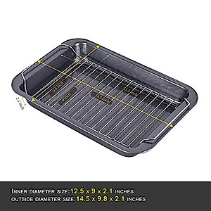 Roasting Pan with Rack, Roaster Pan with Rack, roasting pan, PFOA free (14.5"X9.8"X2.1")