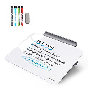 Small Desktop Glass Dry-Erase whiteboard - 8 X 6 Inches Tabletop Easel whiteboard with Stand, Desk Board Buddy for Artist, Teacher and Student