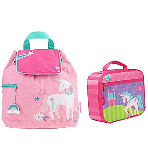 Stephen Joseph Girls Quilted Unicorn Backpack and Lunch Box for Kids