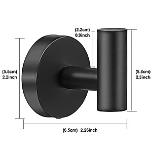 TUTURUA Matte Black Wall Towel Hooks, Heavy Duty Door Hanger Bathroom Hooks Stainless Steel Towel Hooks Bathroom Coat Hook for Bedroom, Bathroom, Kitchen, Living Room, Cabinet, Door (2 Packs)