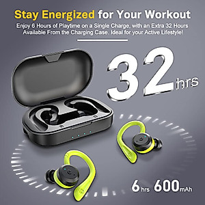 APEKX Bluetooth Headphones True Wireless Earbuds with Charging Case IPX7 Waterproof Stereo Sound Earphones Built-in Mic in-Ear Headsets Deep Bass for Sport Running Green